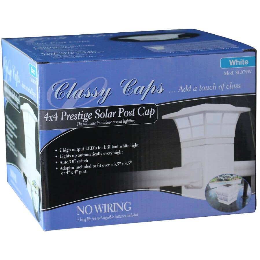 Classy Caps 4"x4" Solar Prestige White Post Cap | Home Hardware