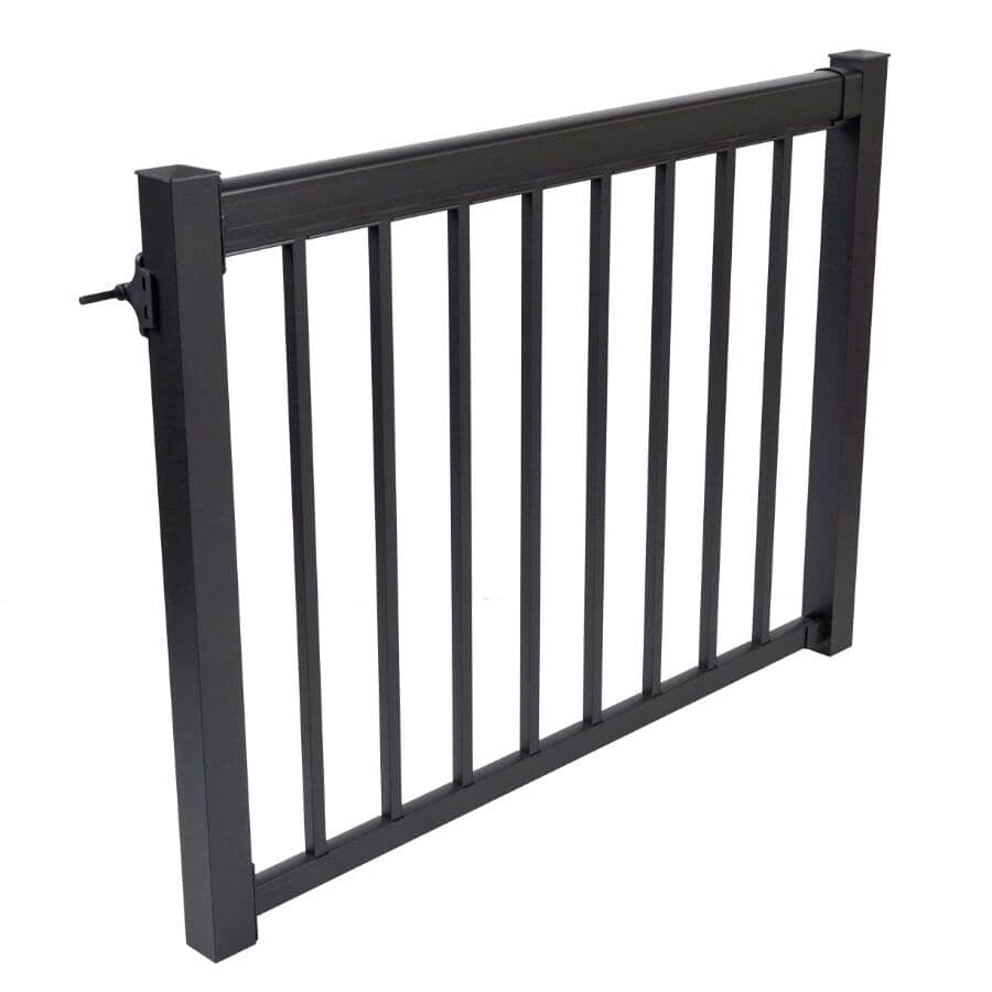 REGAL IDEAS 4' Textured Black Narrow Gate Picket Aluminum Railing ...