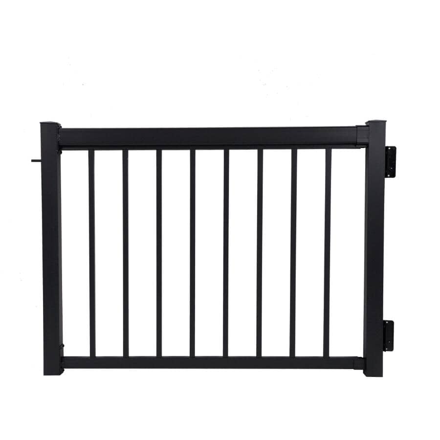REGAL IDEAS 4' Textured Black Narrow Gate Picket Aluminum Railing ...