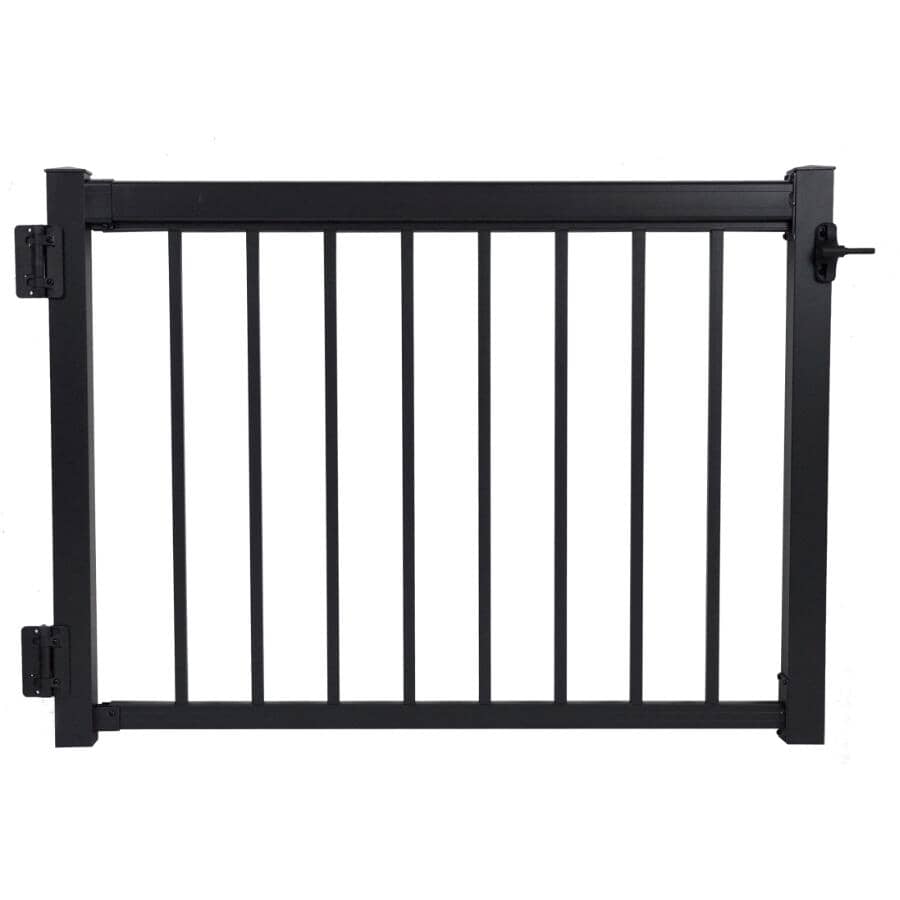REGAL IDEAS 4' Textured Black Narrow Gate Picket Aluminum Railing ...