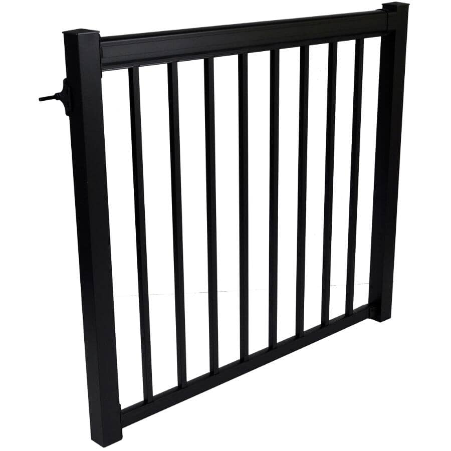 REGAL IDEAS 4' Textured Black Narrow Gate Picket Aluminum Railing ...