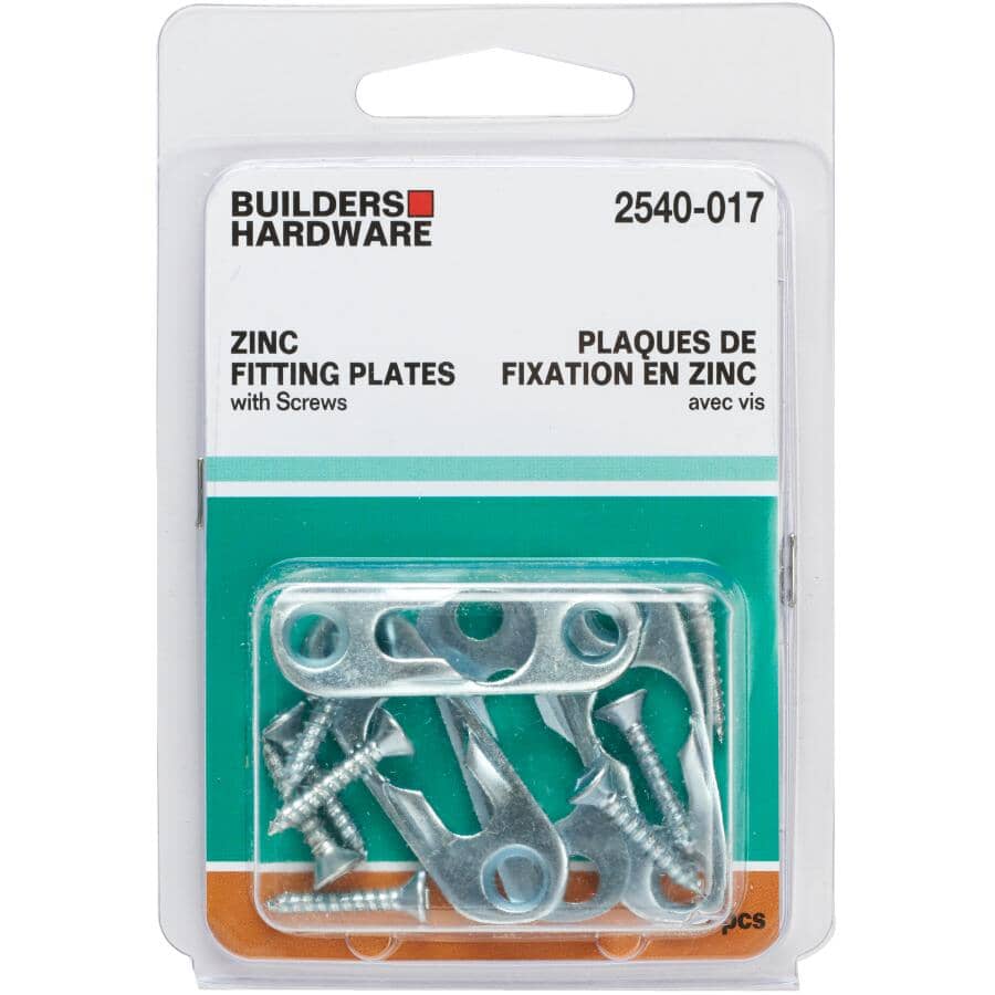 Builder'S Hardware 4 Pack 14mmx42mm Zinc Fitting Plates, with Mounting ...