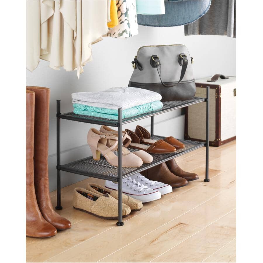 WHITMOR 2 Tier Stackable Gunmetal Shoe Shelves | Home Hardware