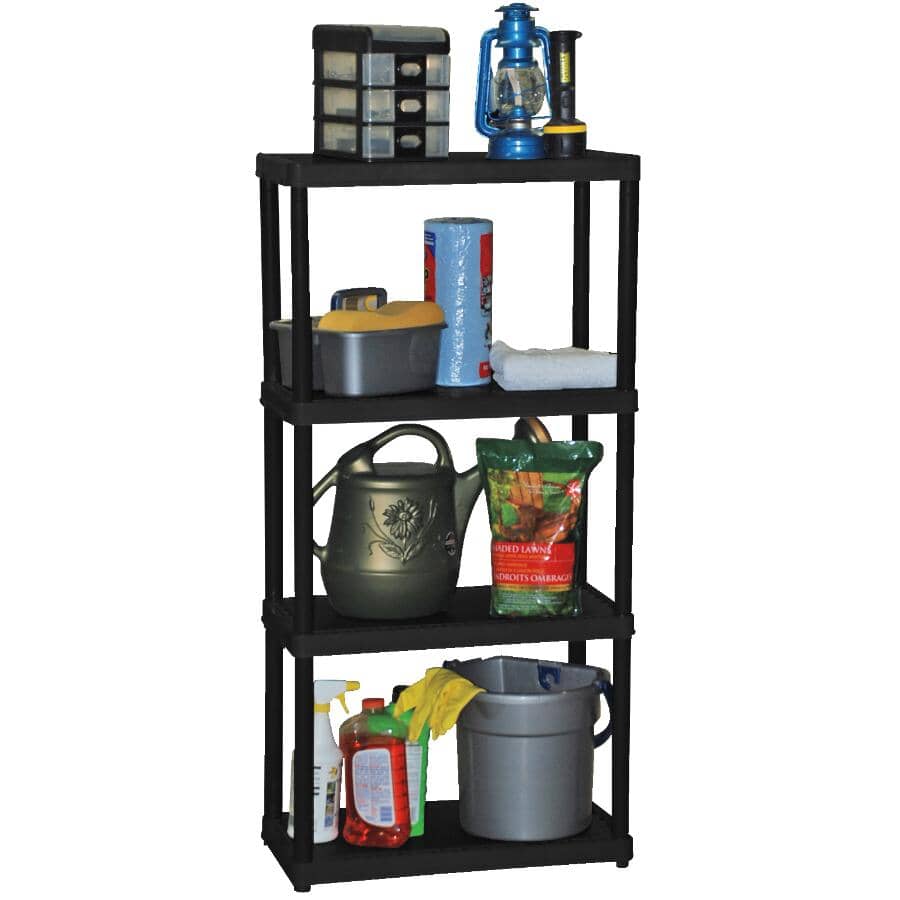 MAXIT 24" x 12" x 48" 4 Shelf Light Duty Black Poly Shelving Unit ...
