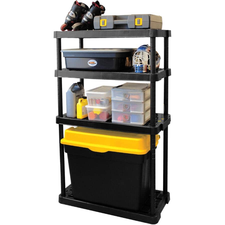 MAXIT 32" x 14" x 54-1/2" 4 Shelf Medium Duty Black Poly Shelving Unit ...