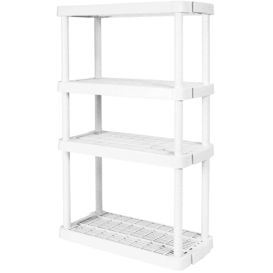 MAXIT 32" x 14" x 54-1/2" 4 Shelf Medium Duty White Poly Shelving Unit ...