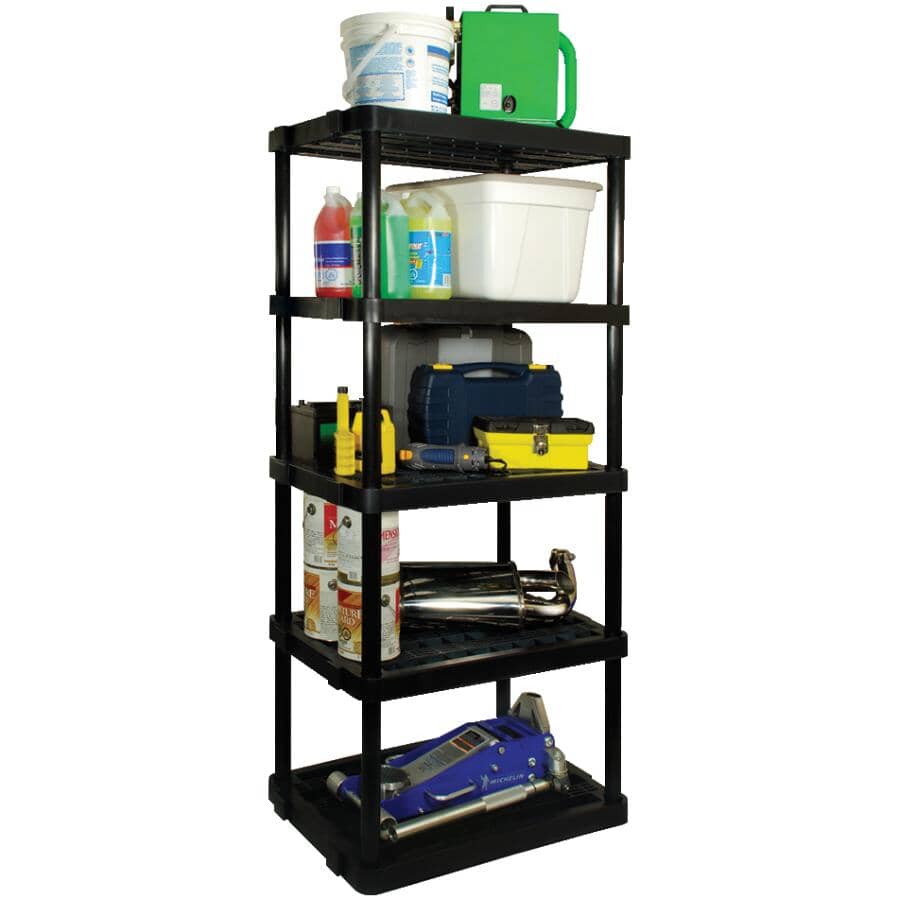 MAXIT 36" x 24" x 72" 5 Shelf Extra Heavy Duty Black Poly Shelving Unit ...