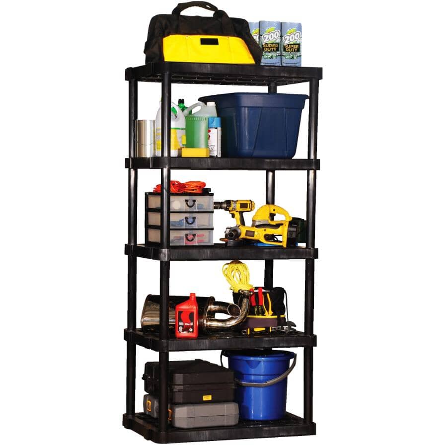 MAXIT 36" x 24" x 72" 5 Shelf Extra Heavy Duty Black Poly Shelving Unit ...
