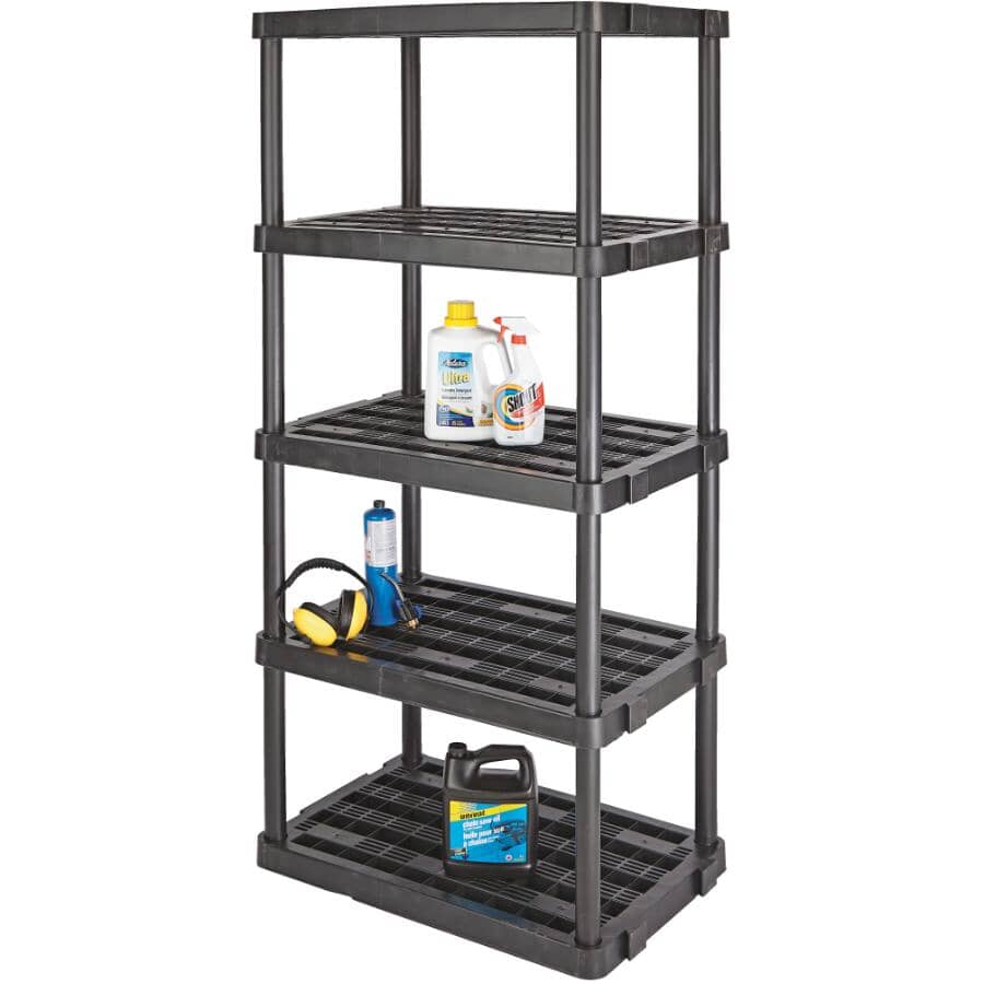 MAXIT 36" x 24" x 72" 5 Shelf Extra Heavy Duty Black Poly Shelving Unit ...
