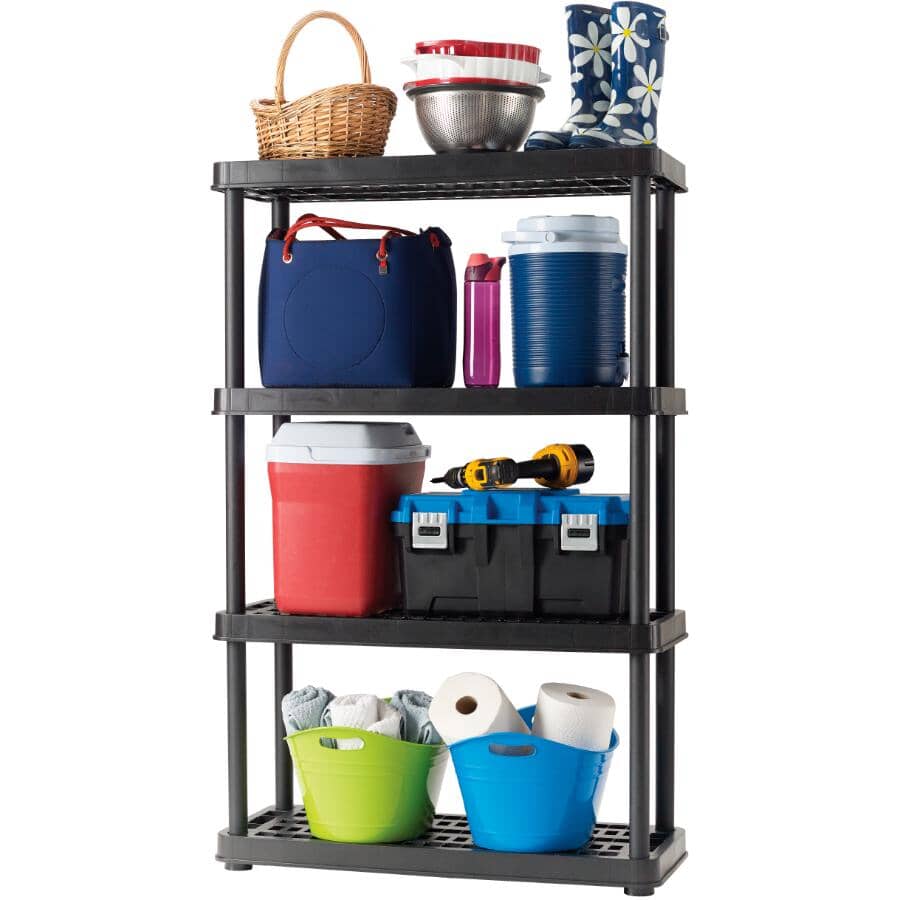 TUFFSTORE 4 Shelf Black Resin Shelving Unit | Home Hardware