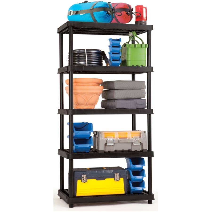 TUFFSTORE 5 Shelf Black Resin Shelving Unit | Home Hardware