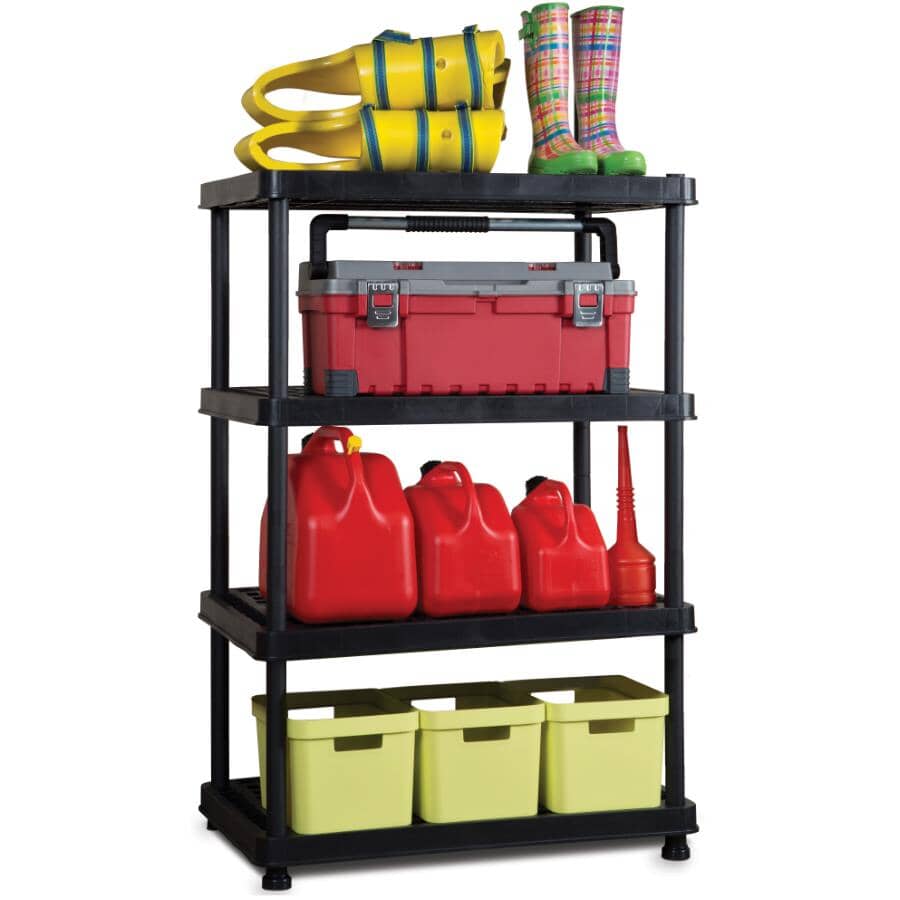 TUFFSTORE 4 Shelf Black Resin Shelving Unit | Home Hardware