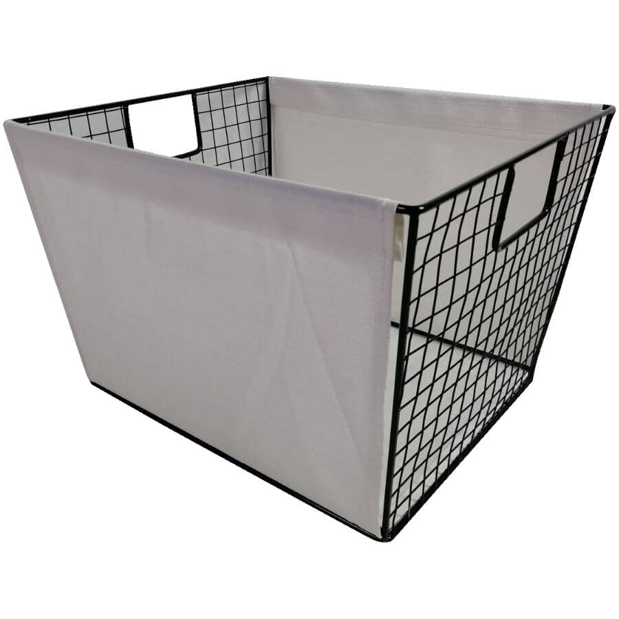 WHITMOR Wire Tote Storage Basket with Canvas Sides | Home Hardware