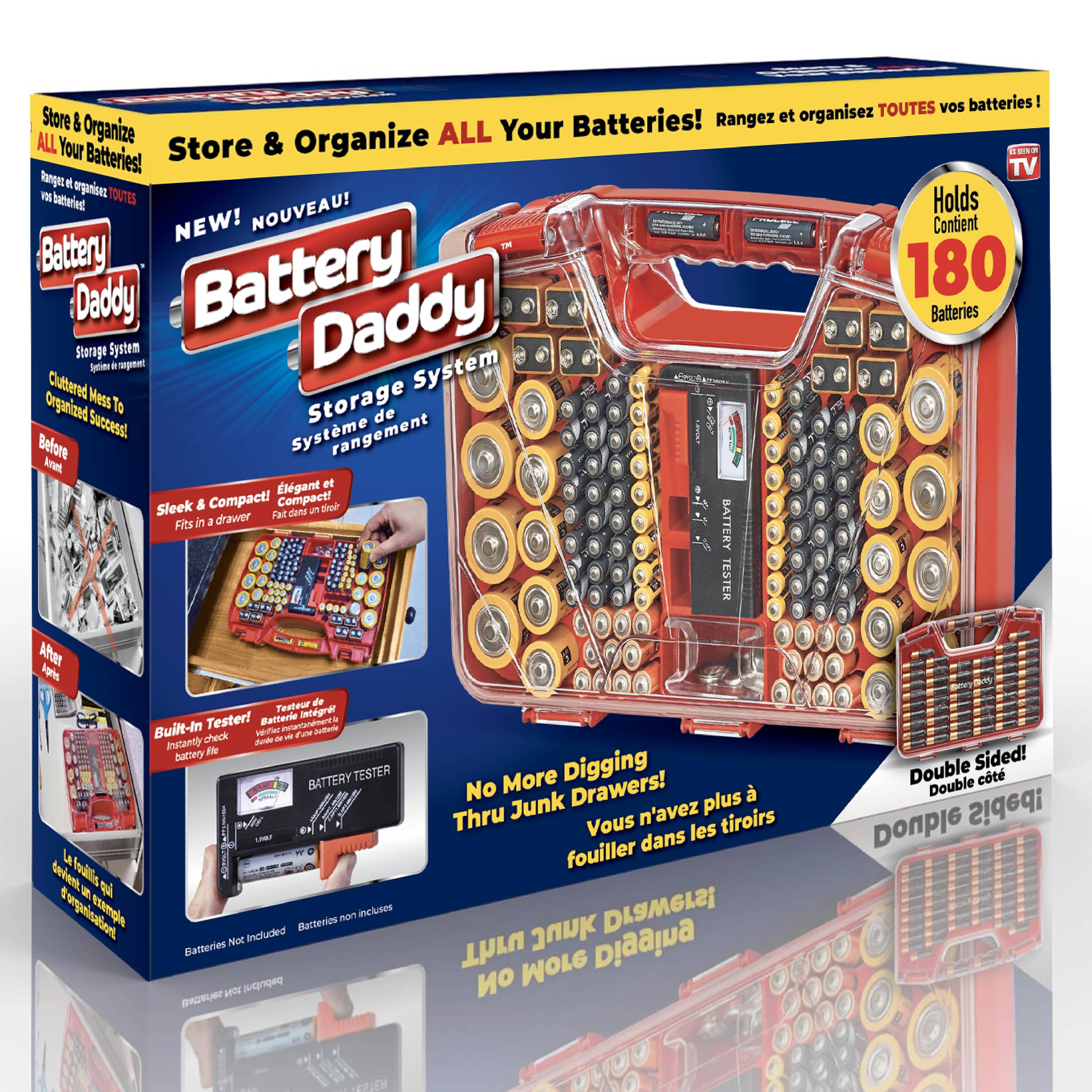 BATTERY DADDY 180 Battery Organizer & Storage Case with Tester | Home ...