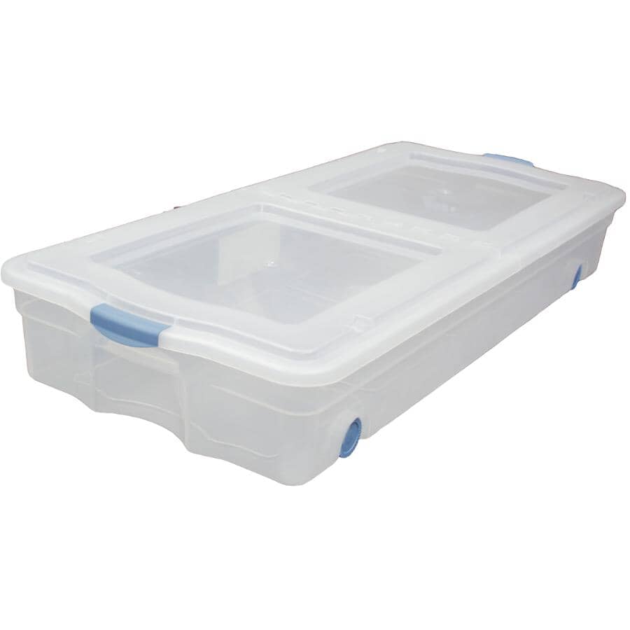 GSC TECHNOLOGY 64L Clear Under the Bed Storage Box, with Wheels | Home ...