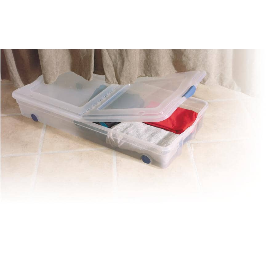 GSC TECHNOLOGY 64L Clear Under the Bed Storage Box, with Wheels | Home ...