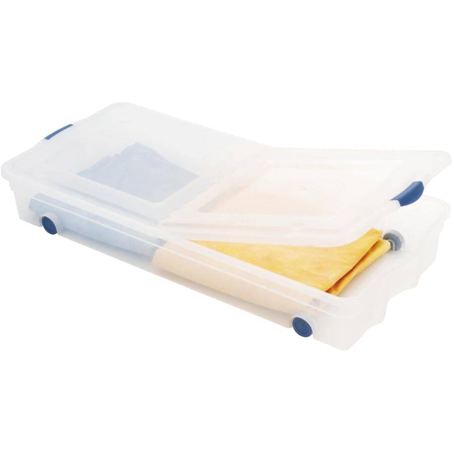 GSC TECHNOLOGY 64L Clear Under the Bed Storage Box, with Wheels | Home ...