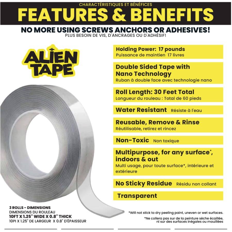 ALIEN TAPE As Seen On TV 10' Multifunctional Reusable Double | Home ...