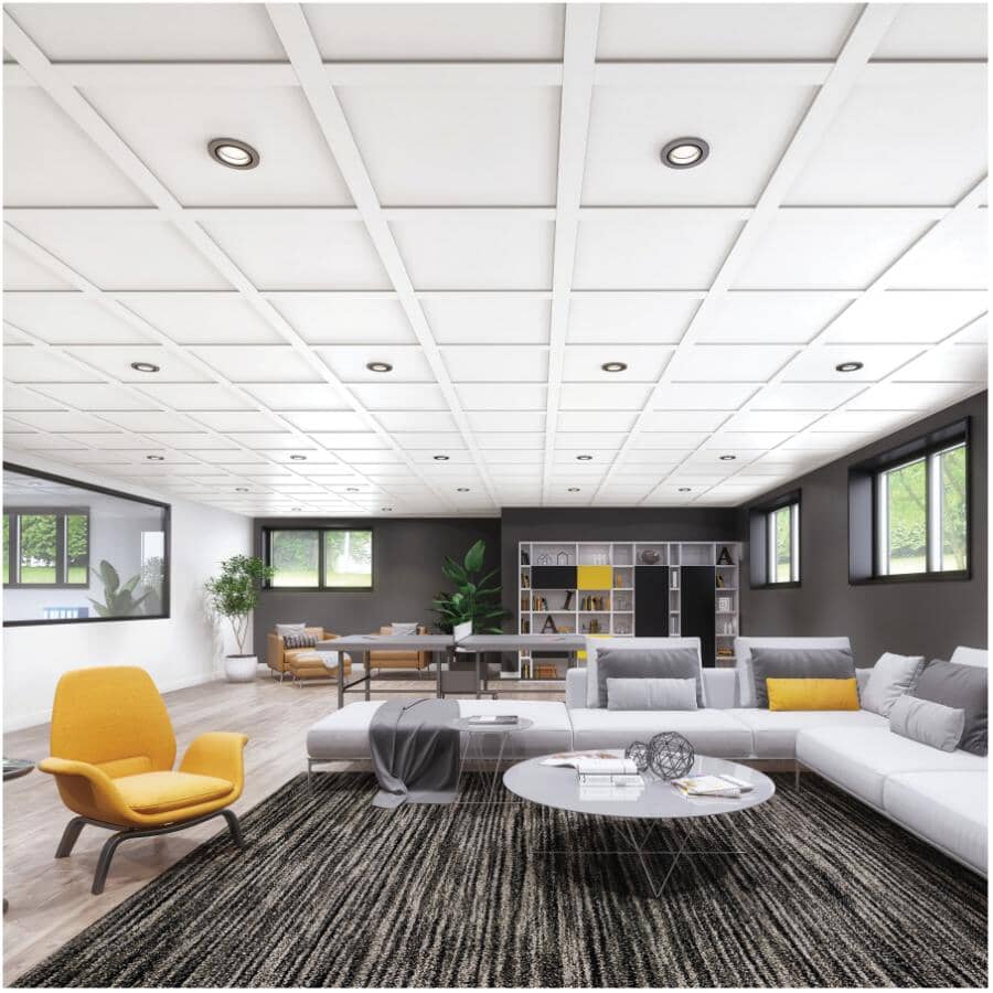 EMBASSY CEILINGS 4 Pack 2' x 2' Embassy White Ceiling Panels | Home ...