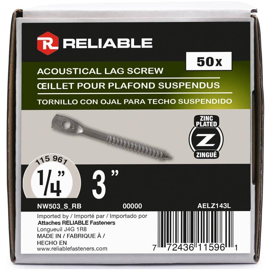 RELIABLE FASTENERS 1/4" x 3" Acoustical Lag Screws | Home Hardware
