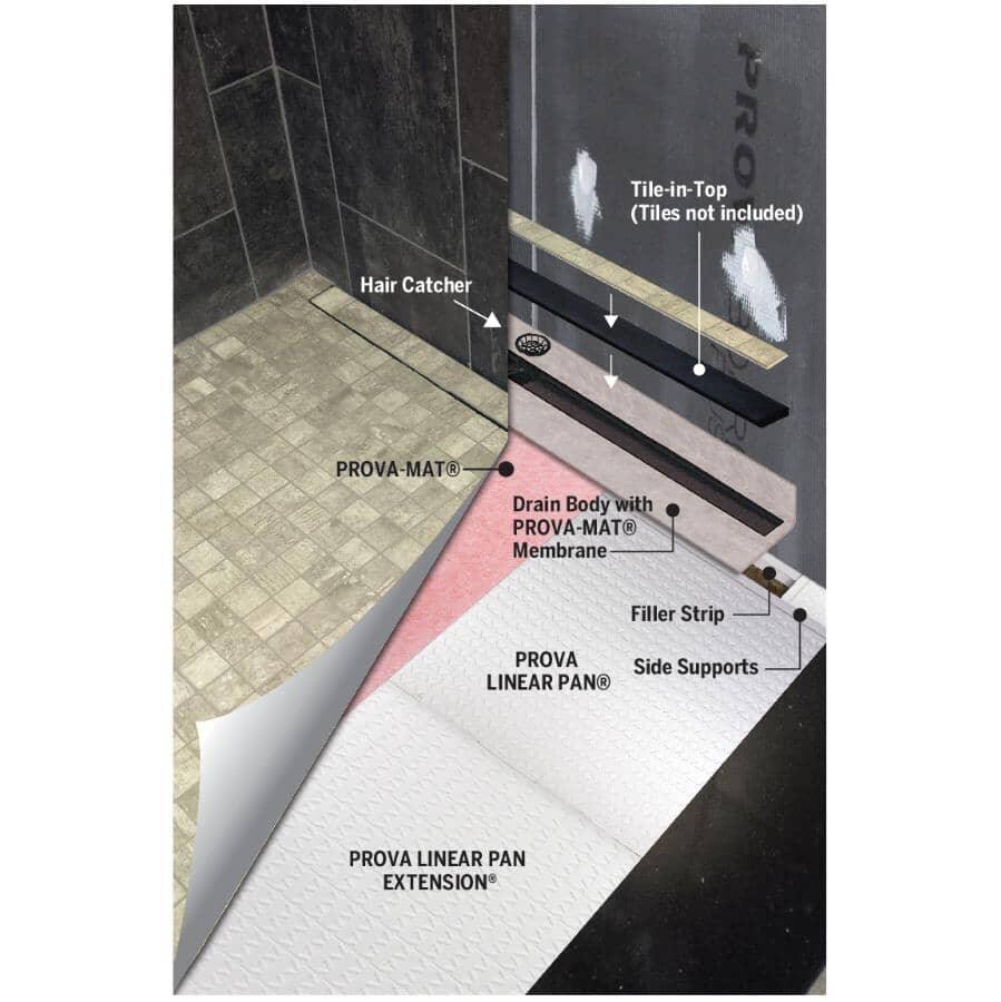 PROVA 36" Linear Drain Kit - Tile-In Top | Home Hardware