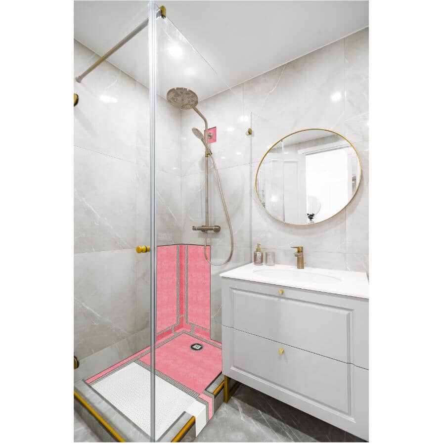 PROVA 32" x 60" Shower Kit, with Stainless Steel Offset Drain & Curb ...