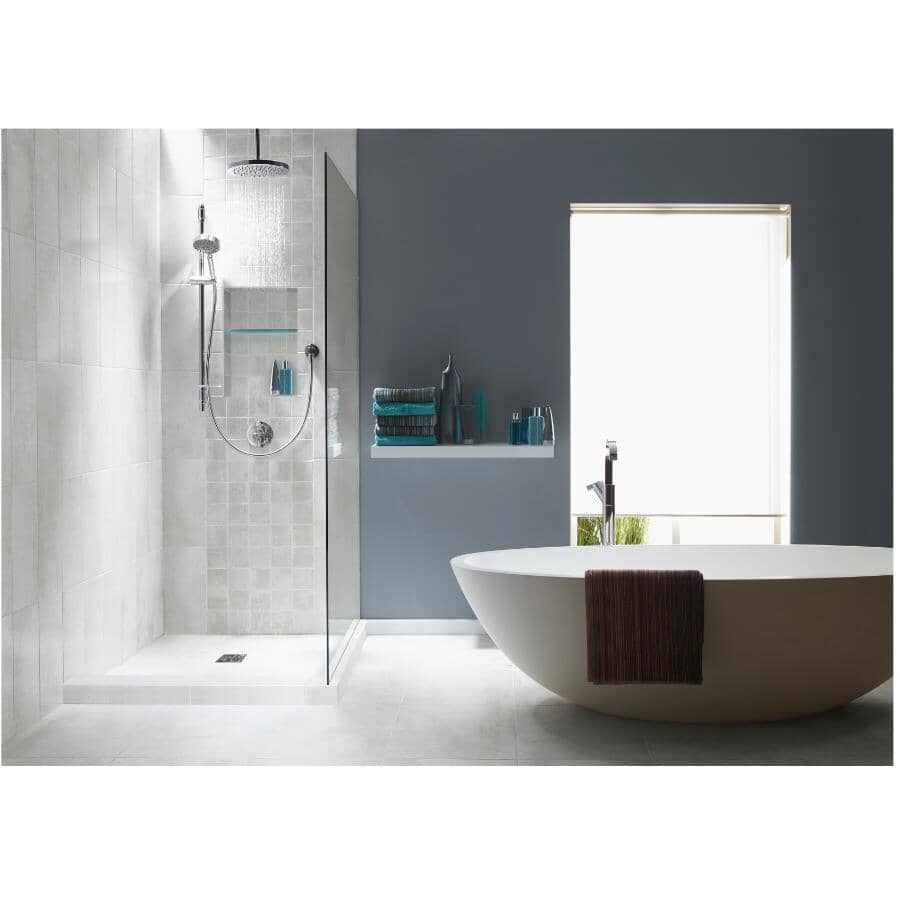 PROVA 48" x 48" Shower Kit, with Stainless Steel Centre Drain & Curb ...