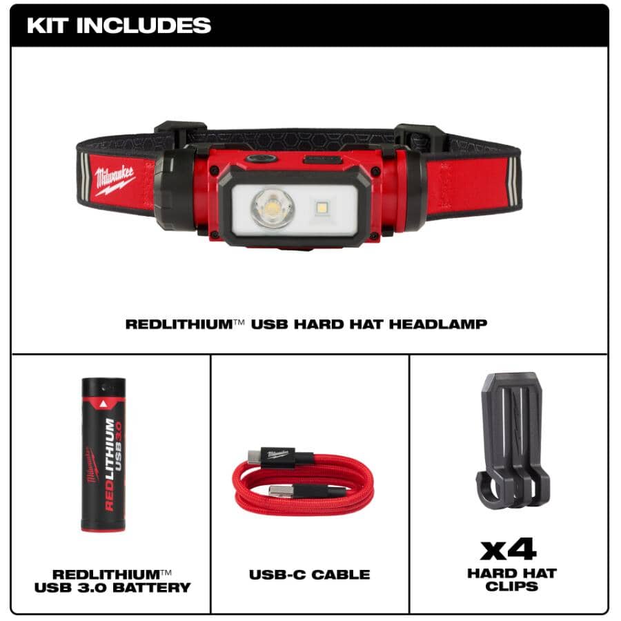 MILWAUKEE Redlithium USB Hard Hat Headlamp | Home Hardware
