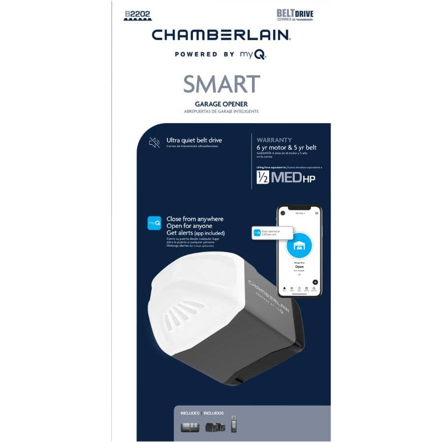 CHAMBERLAIN Smart Garage Opener with Quiet Belt Drive System | Home ...