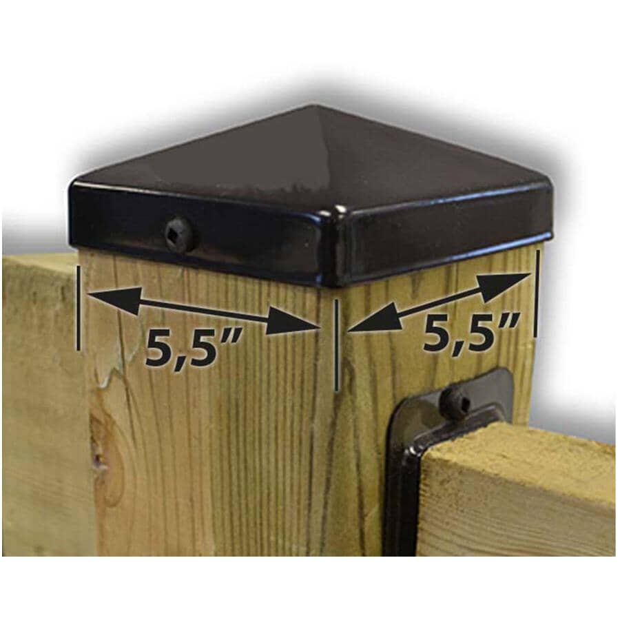 PYLEX 6" x 6" Black Steel Fence Post Cap | Home Hardware