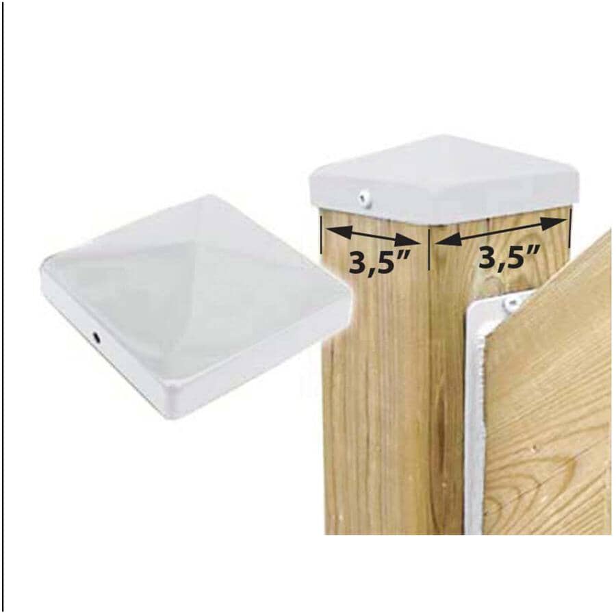 Pylex 4" x 4" White Steel Fence Post Cap | Home Hardware