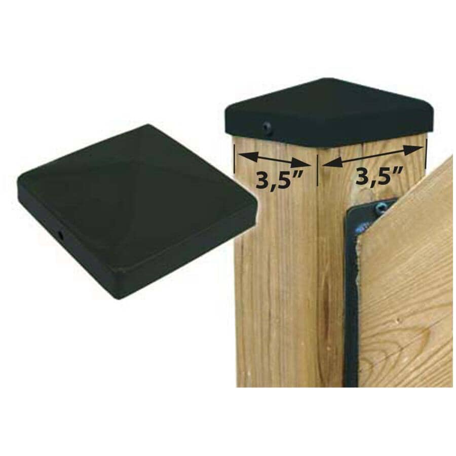 PYLEX 4" x 4" Black Steel Fence Post Cap | Home Hardware