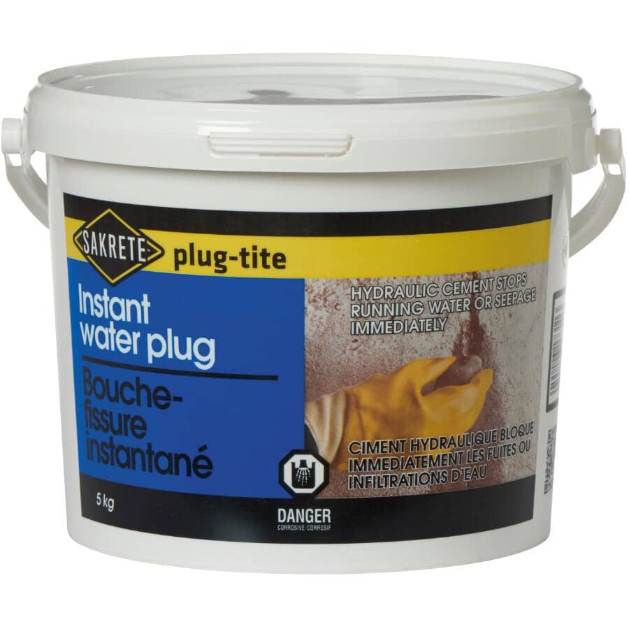Ciment hydraulique instantané plug-tite, 5 kg Sakrete | Home Hardware