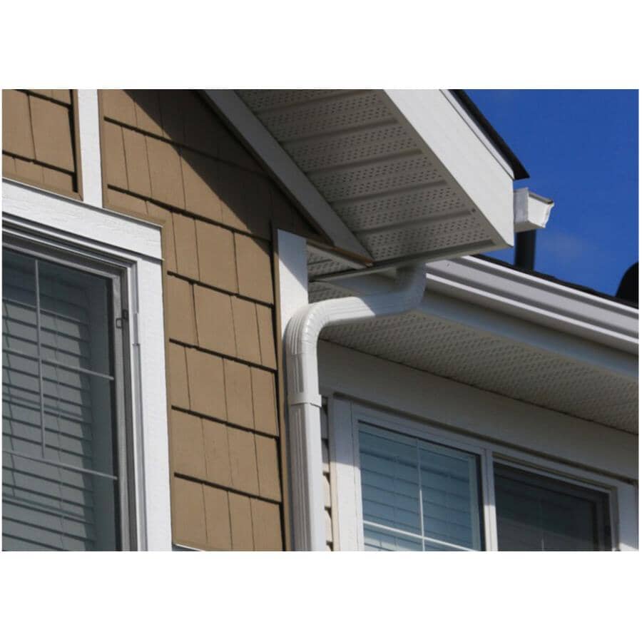 KAYCAN 2-1/2" Square White Semi-Gloss Aluminum Gutter Elbow | Home Hardware