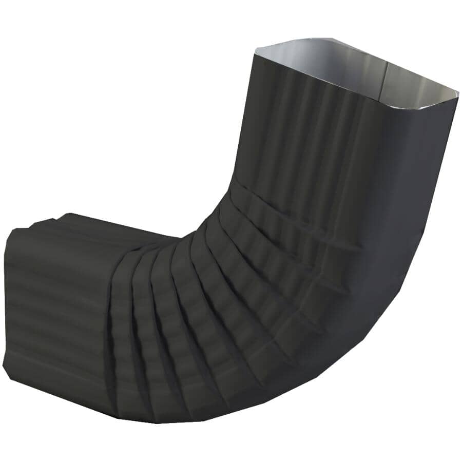 KAYCAN 2" x 3" 75 Degree B Style Black Low-Gloss Aluminum Gutter Elbow ...