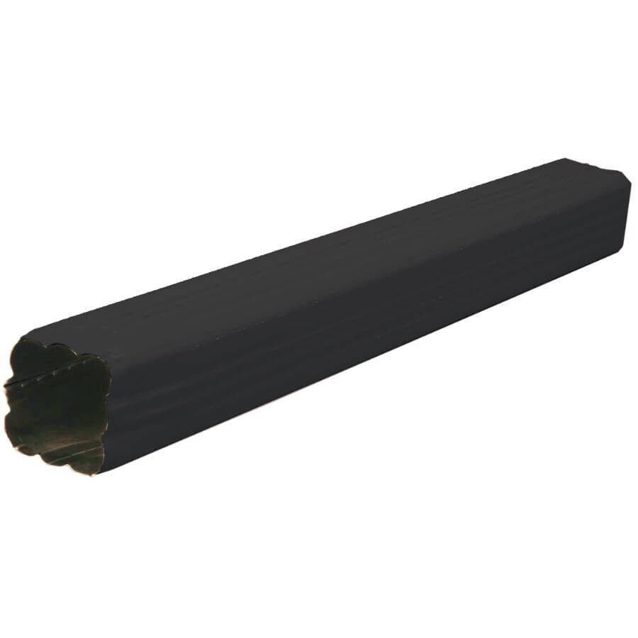 KAYCAN 2-1/2" x 2-1/2" x 10' Black Low-Gloss Aluminum Gutter Downpipe ...