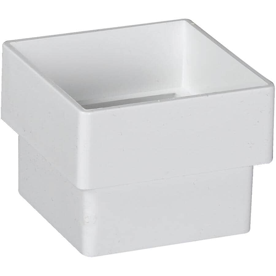 AMERIMAX Contemporary Square White Vinyl Gutter Connector | Home Hardware