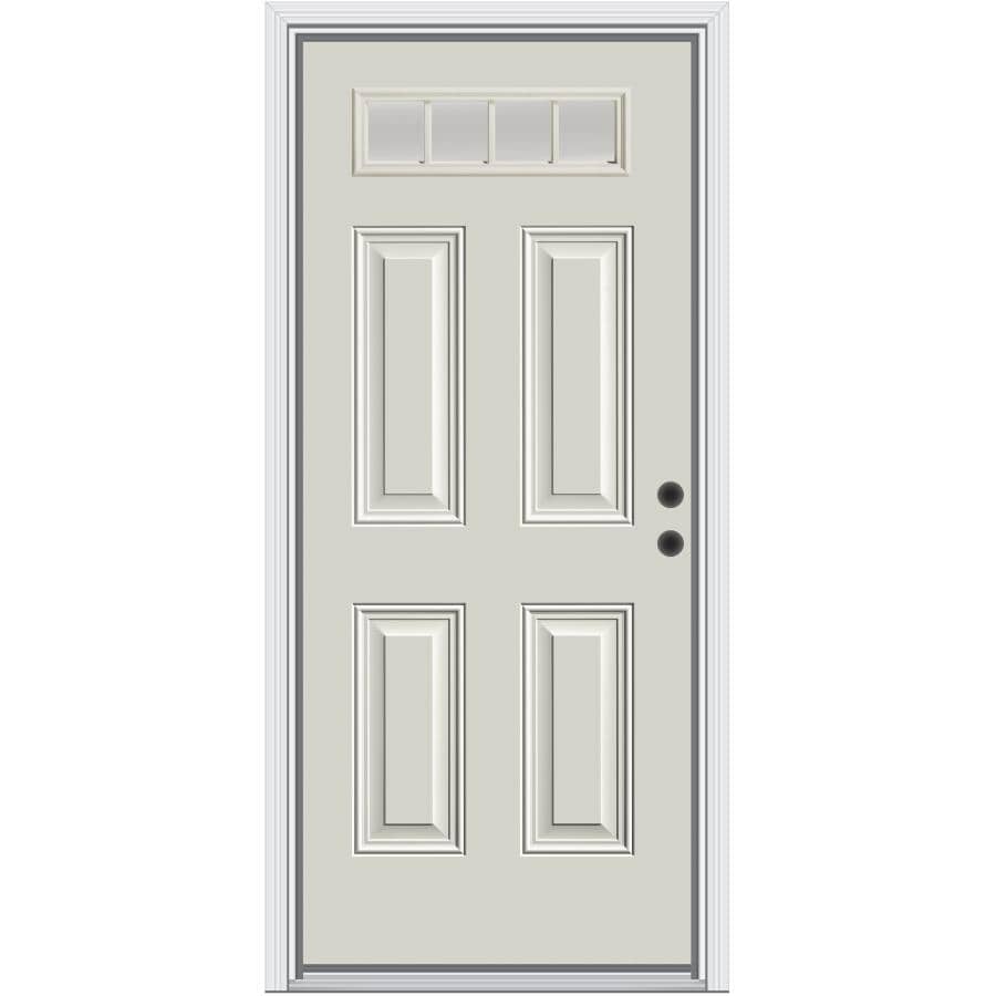 ALLIANCE DOOR PRODUCTS 32" x 80" Traditions 4 Lite Left Hand Steel Door ...