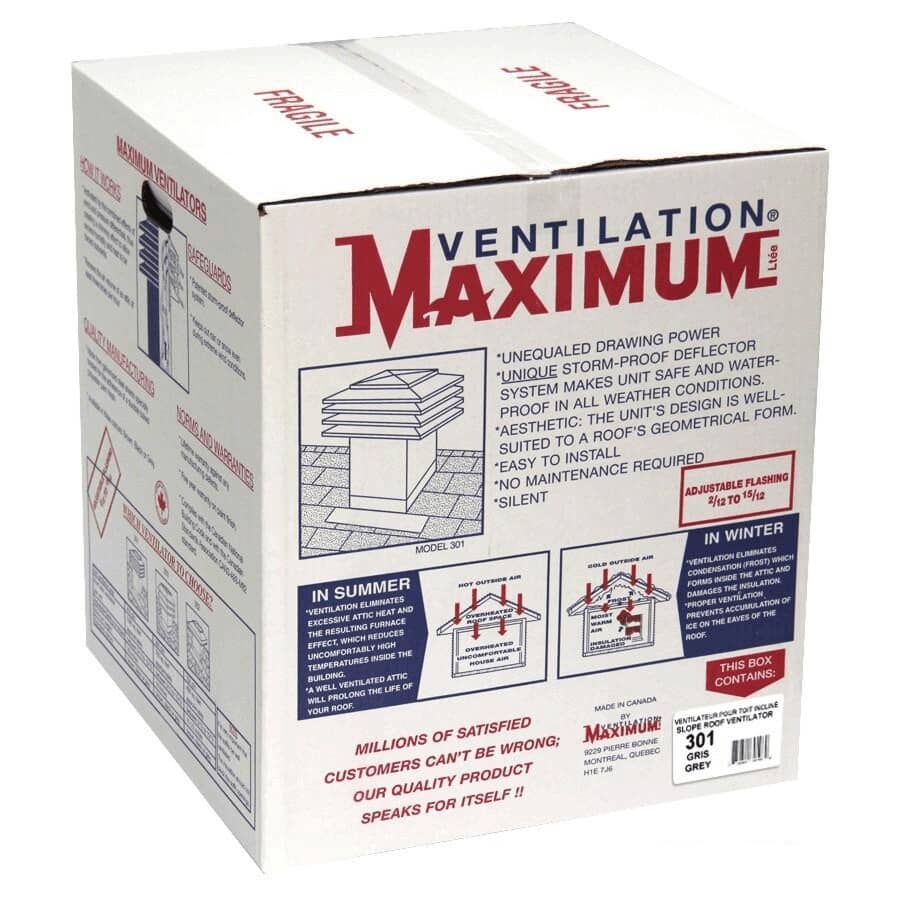 VENTILATION MAXIMUM 12" x 12" Maximum Grey Slanted Roof Vent | Home ...