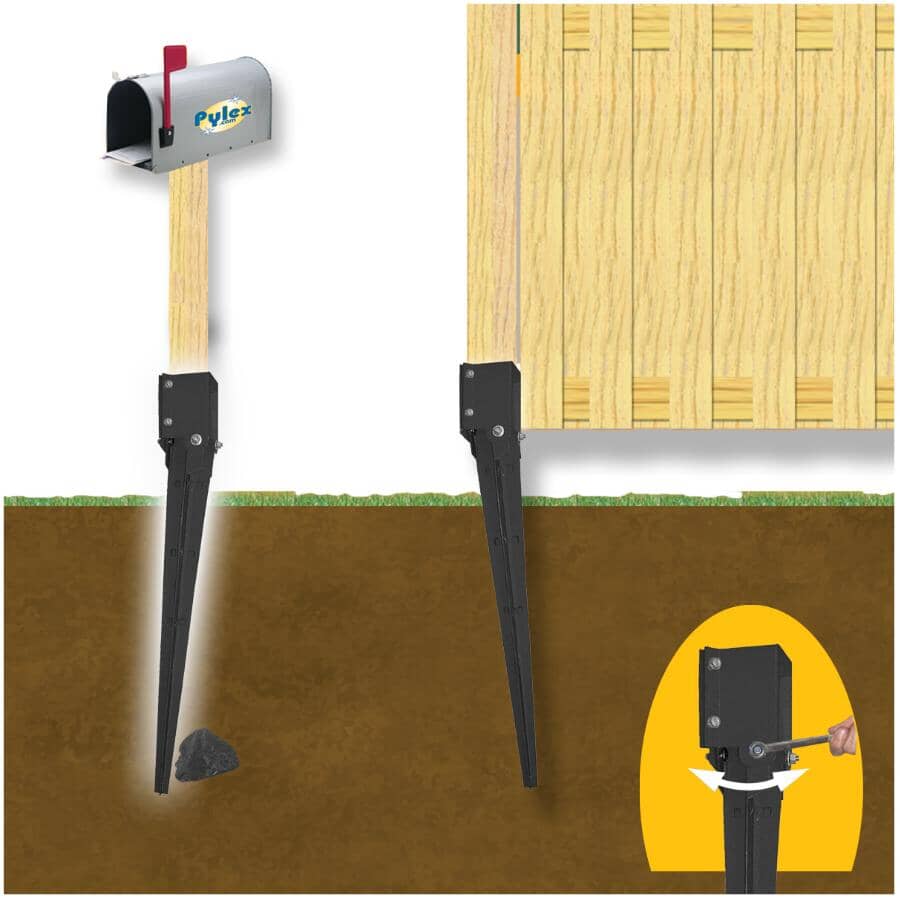 PYLEX Adjustable Black Spytek Fence Post Holder | Home Hardware