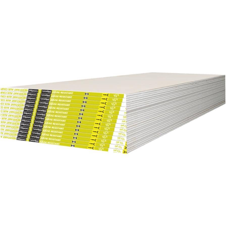 CERTAINTEED 1/2" x 4' x 10' Type C Abuse and Fire Resistant Drywall ...