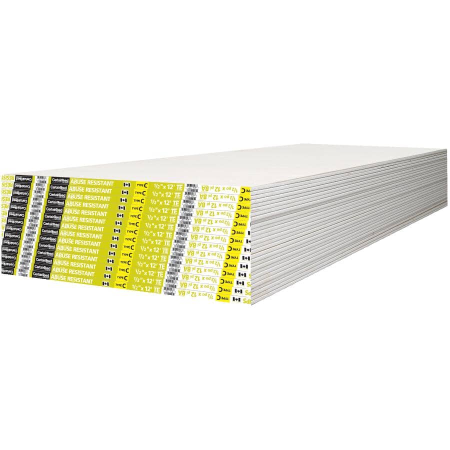 CERTAINTEED 1/2" x 4' x 12' Type C Abuse and Fire Resistant Drywall ...