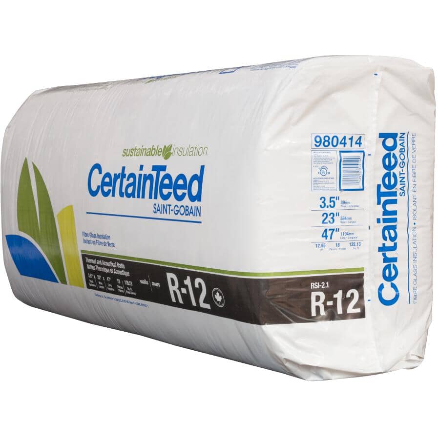 CERTAINTEED R12 x 23" Fiberglass Insulation, covers 135.13 sq. ft ...