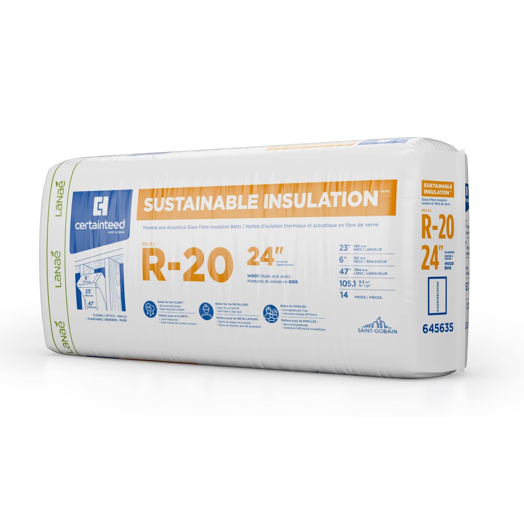 LANAE R20 x 23" Fiberglass Insulation, covers 105.1 sq. ft. | Home Hardware