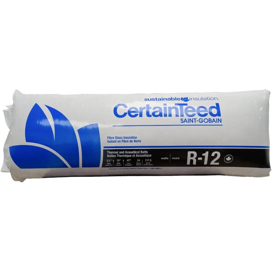 CERTAINTEED R12 x 15" Fiberglass Insulation, covers 117.5 sq. ft ...