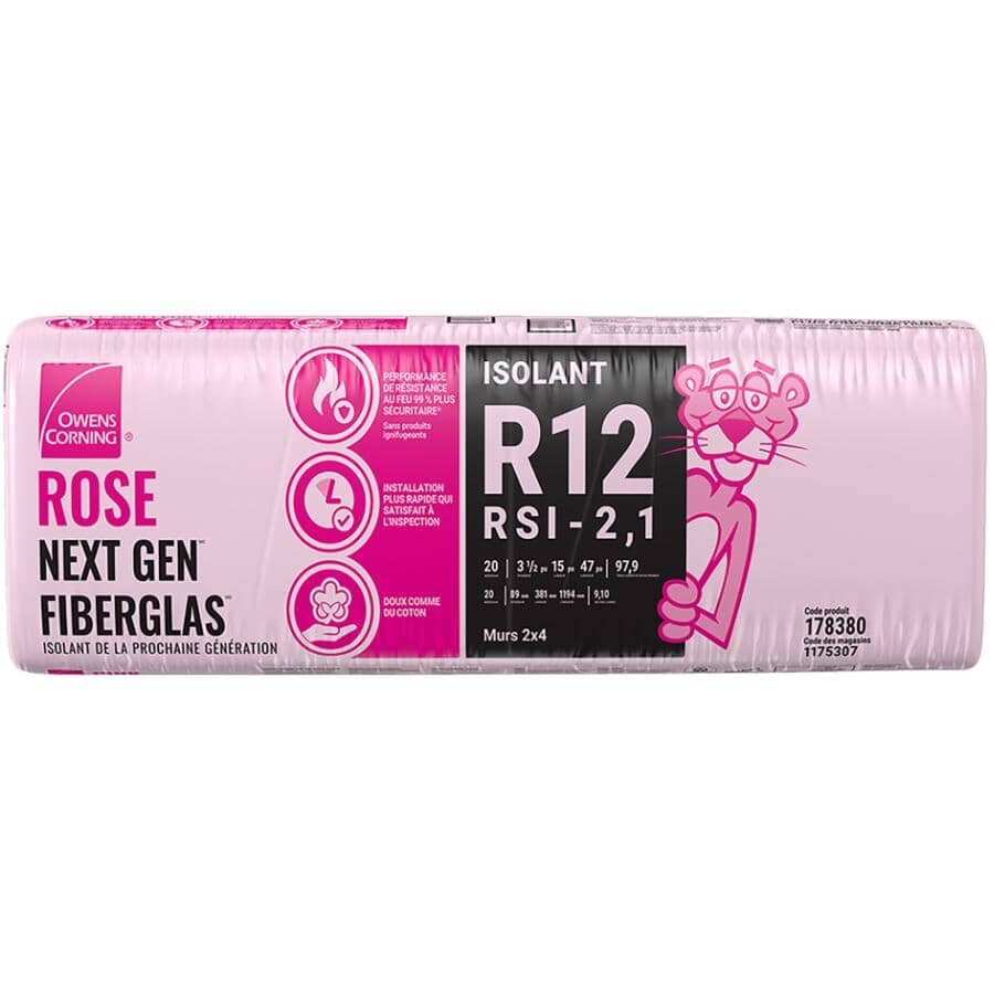 OWENS CORNING R12 x 15" Pink Insulation, covers 97.9 sq. ft. | Home ...