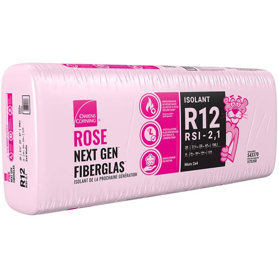 OWENS CORNING R12 x 23" Pink Insulation, covers 150.1 sq. ft. | Home ...