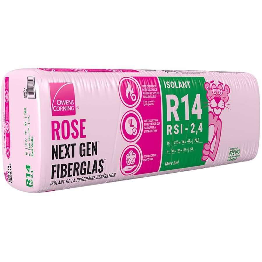 OWENS CORNING R14 x 15" Pink Insulation, covers 78.3 sq. ft. | Home ...