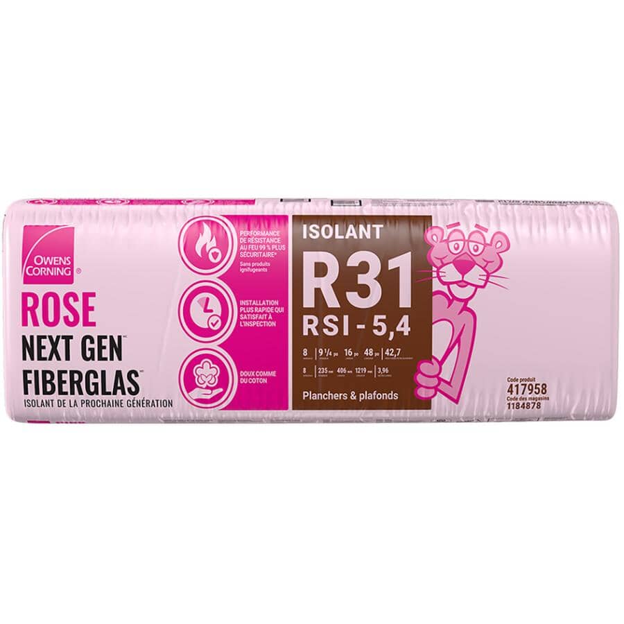 OWENS CORNING R31 x 16" Pink Insulation, covers 42.6 sq. ft. | Home ...