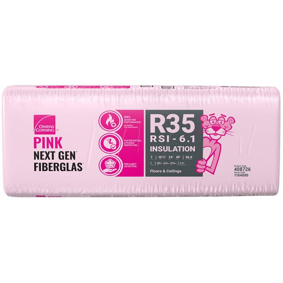 OWENS CORNING R35 x 16" Pink Insulation, covers 37.3 sq. ft. | Home ...